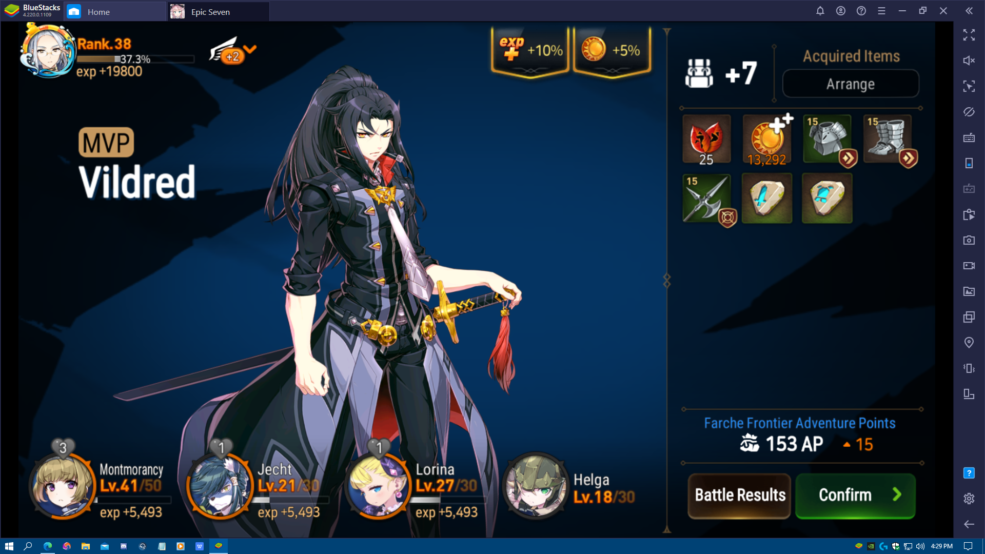 Character not showing exp gain at results screen after area clear.