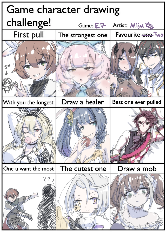 e7 character drawing challenge chart